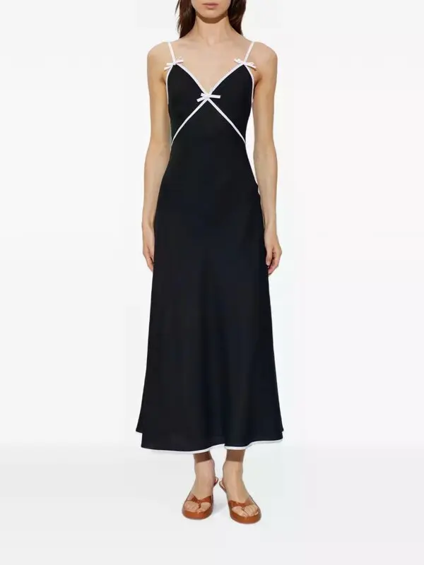 Moschino Spaghetti Strap V-neck Dress With Bow Detail