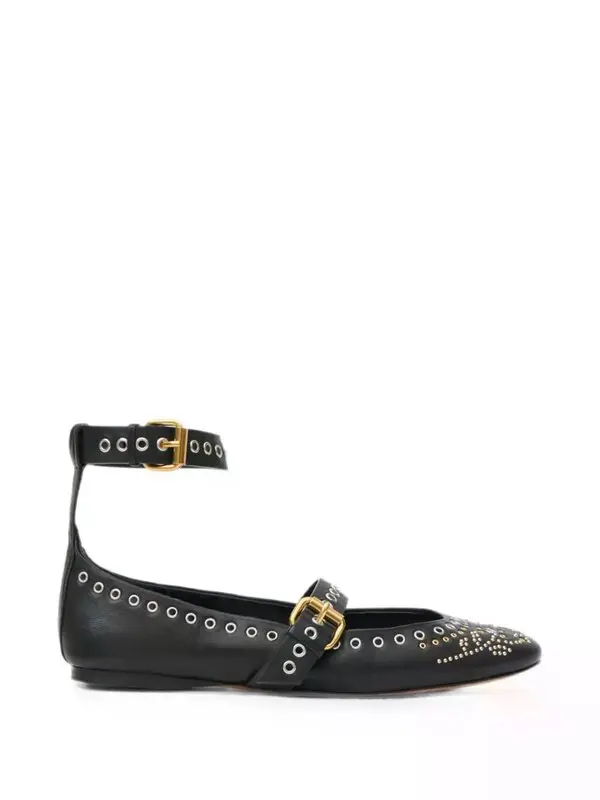 Isabel Marant Étoile Embellished Leather Ballerinas - Black