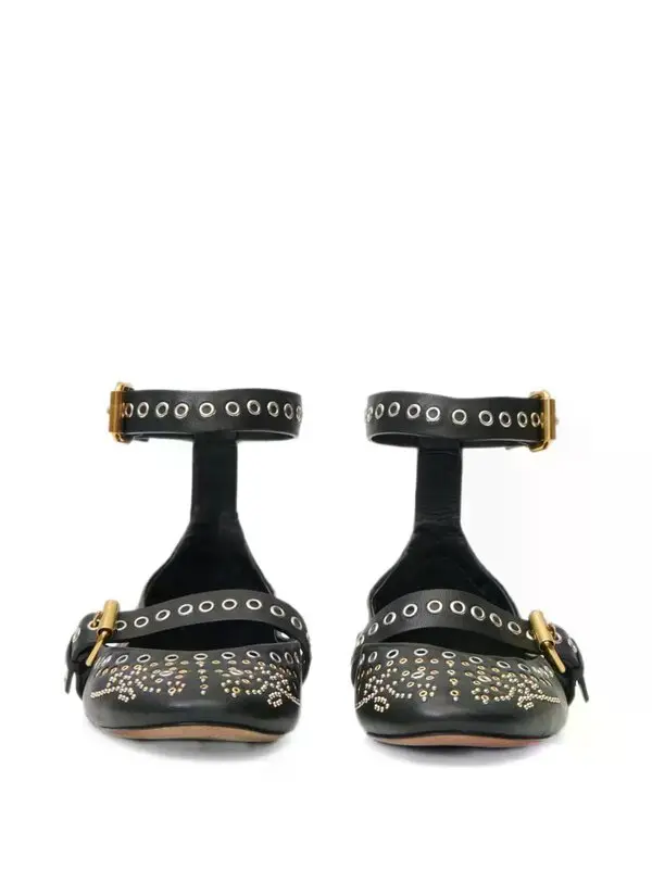 Isabel Marant Étoile Embellished Leather Ballerinas - Black