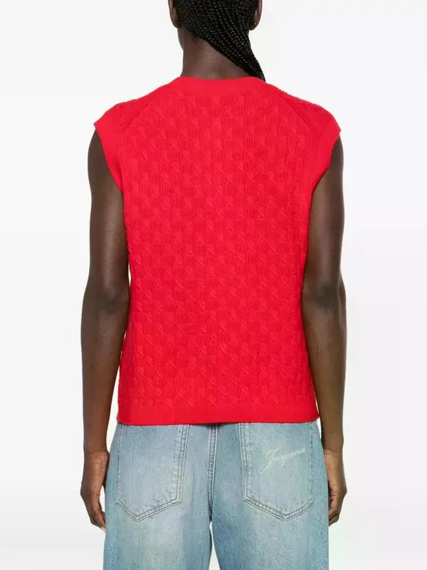 Maje Cable Knit Sleeveless Cardigan