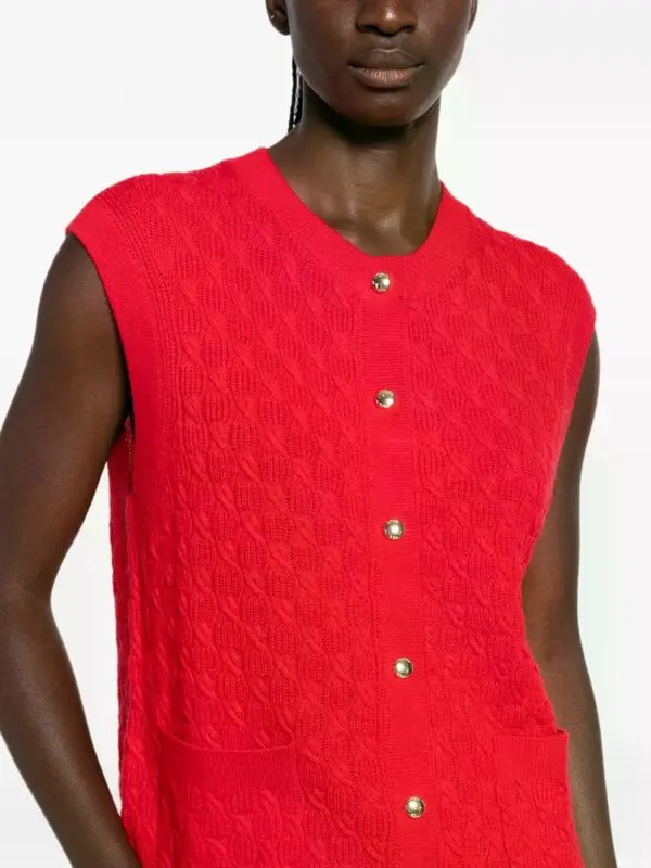 Maje Cable Knit Sleeveless Cardigan