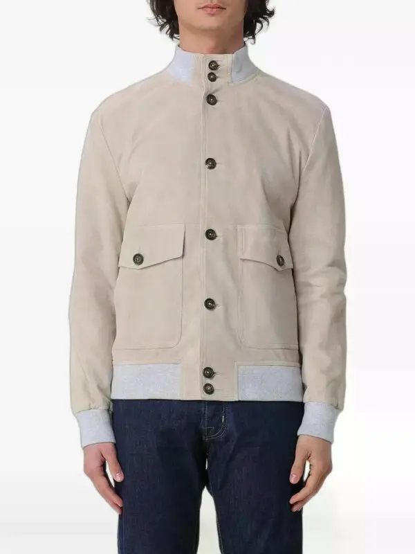 Eleventy Suede Bomber Jacket