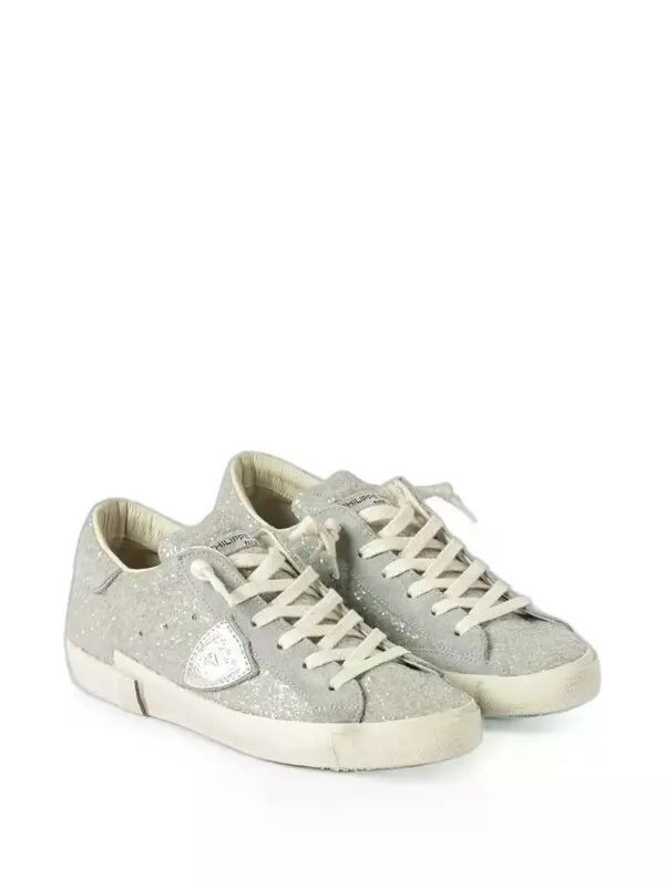 Philippe Model Glitter-effect Panelled Sneakers