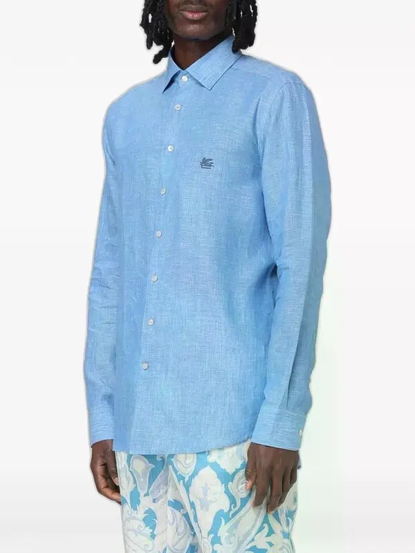 Etro Logo-embroidered Linen Shirt