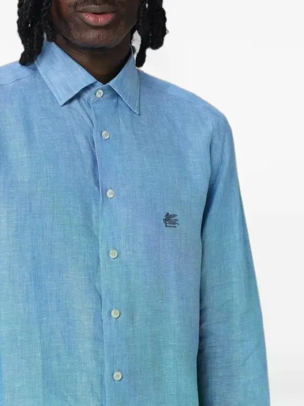 Etro Logo-embroidered Linen Shirt
