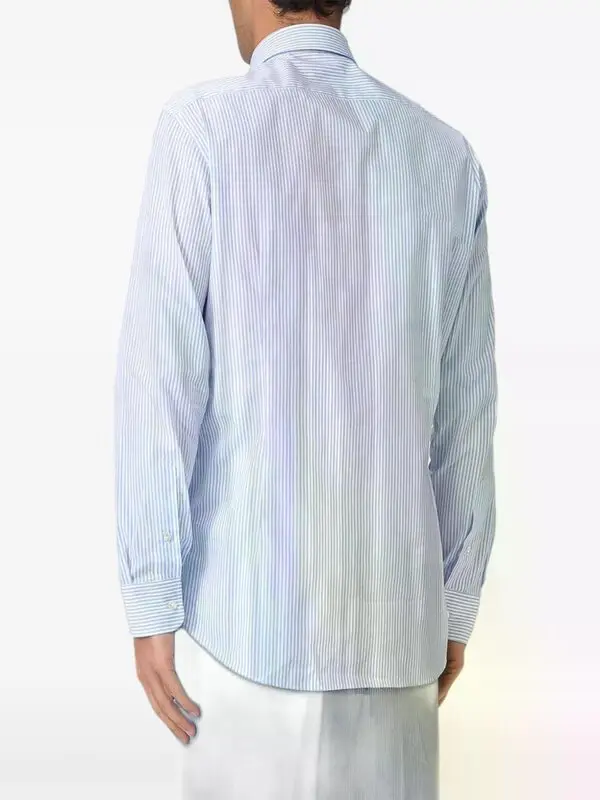 Etro Striped Embroidered-logo Cotton Shirt