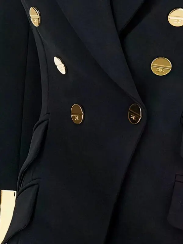 Elisabetta Franchi Double-breasted Jacket With Logo Cuffs - Black