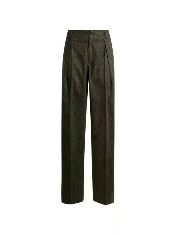 Etro Wool-blend Jacquard Trousers With Pegaso Buttons