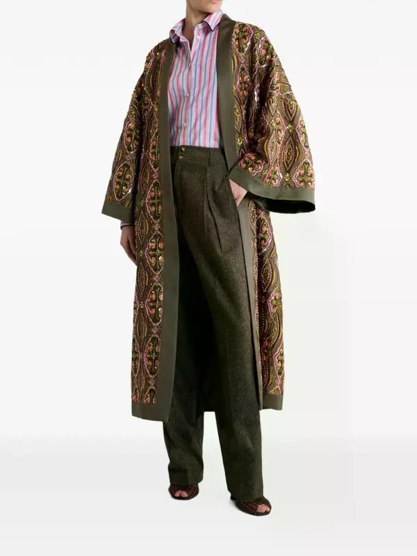 Etro Wool-blend Jacquard Trousers With Pegaso Buttons