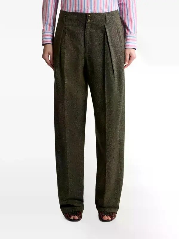 Etro Wool-blend Jacquard Trousers With Pegaso Buttons
