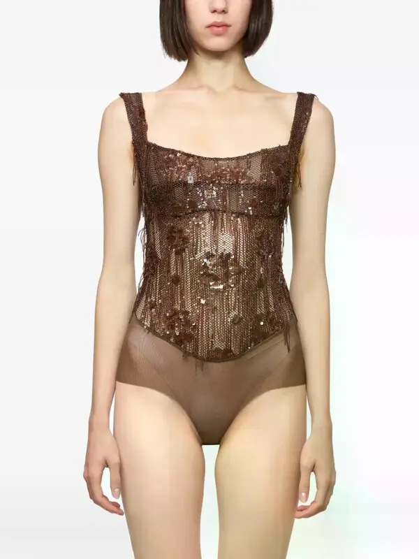 ATU BODY COUTURE Sequin Embellished Corset Bodysuit