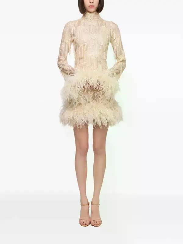ATU BODY COUTURE Sequin Embellished Feather Trim Dress
