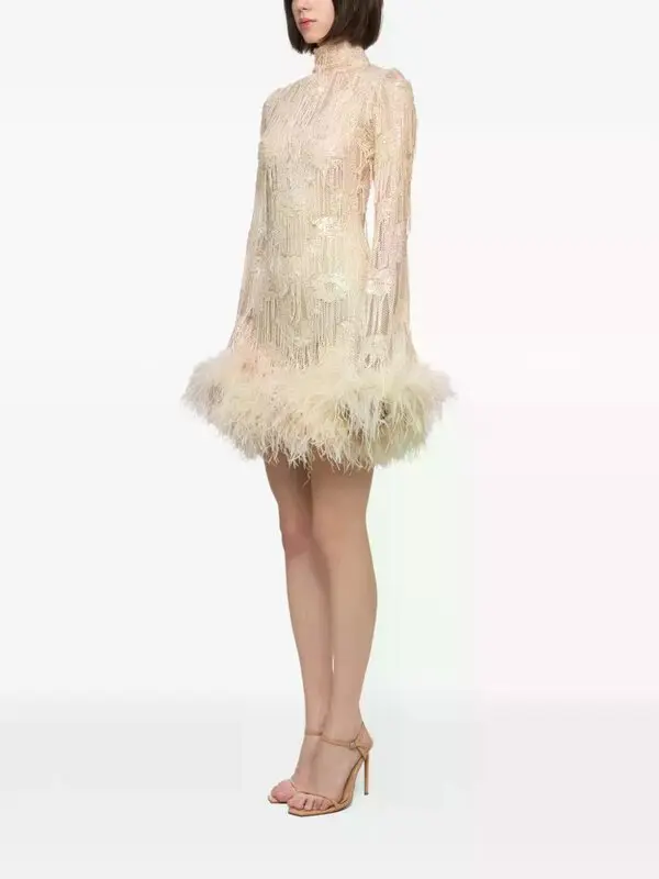 ATU BODY COUTURE Sequin Embellished Feather Trim Dress