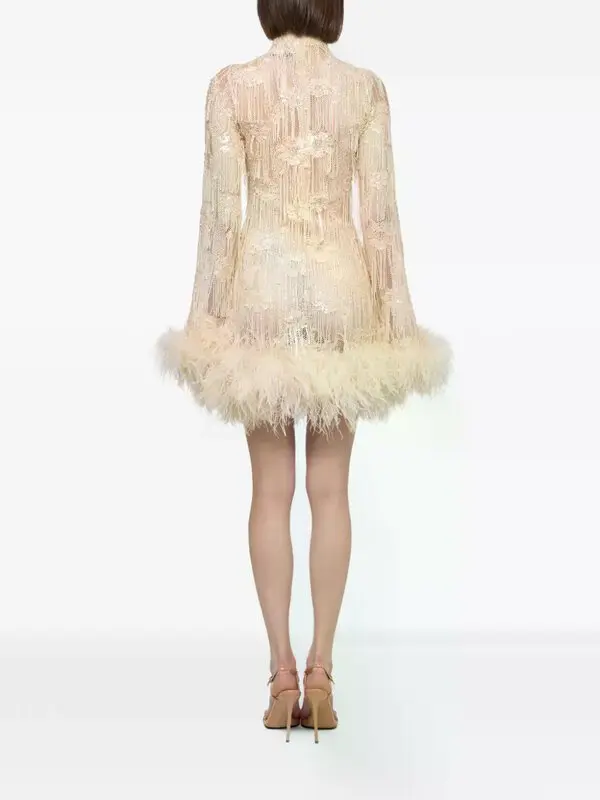 ATU BODY COUTURE Sequin Embellished Feather Trim Dress
