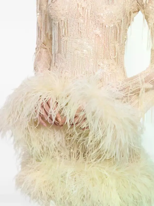 ATU BODY COUTURE Sequin Embellished Feather Trim Dress