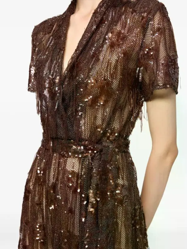ATU BODY COUTURE Sequin Embellished V-neck Dress