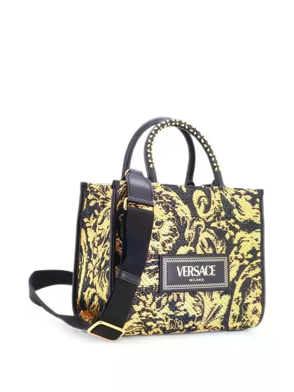 Versace Athena Barocco Raffia Small Tote Bag