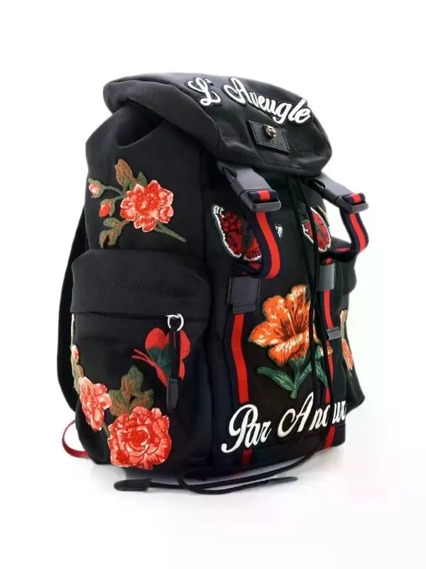 Gucci Techpack Embroidered Techno Canvas Small Backpack