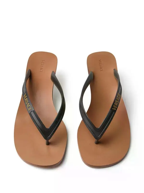 Versace Sophie Heeled Thong Sandals - Black
