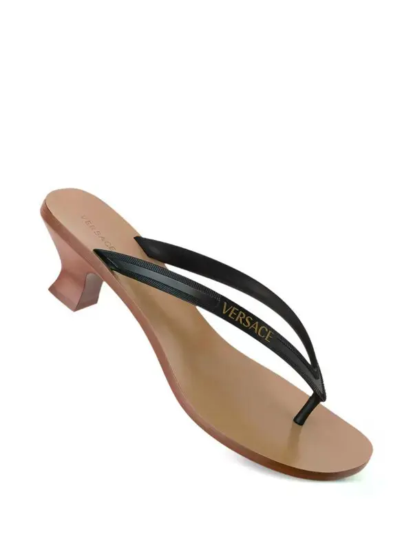 Versace Sophie Heeled Thong Sandals - Black