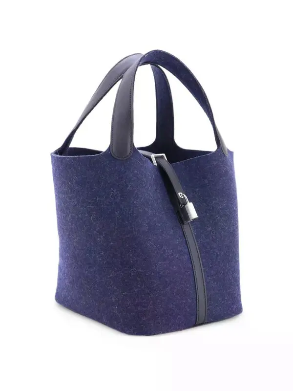 Hermès Picotin Lock Bag Felt And Leather Mm Bucket Bag - Black