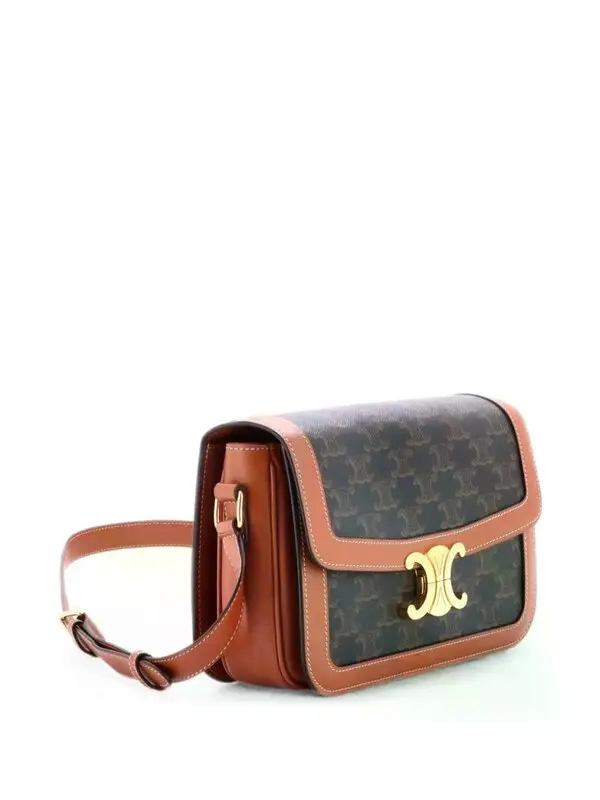 Celine Triomphe Shoulder Bag In Coated Canvas - Brown