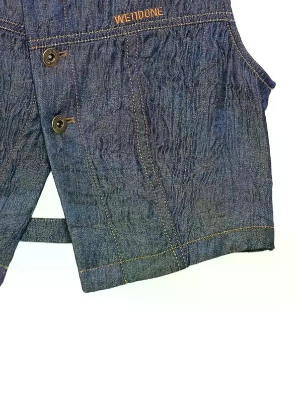 We11Done Crinkled Finish Denim Top