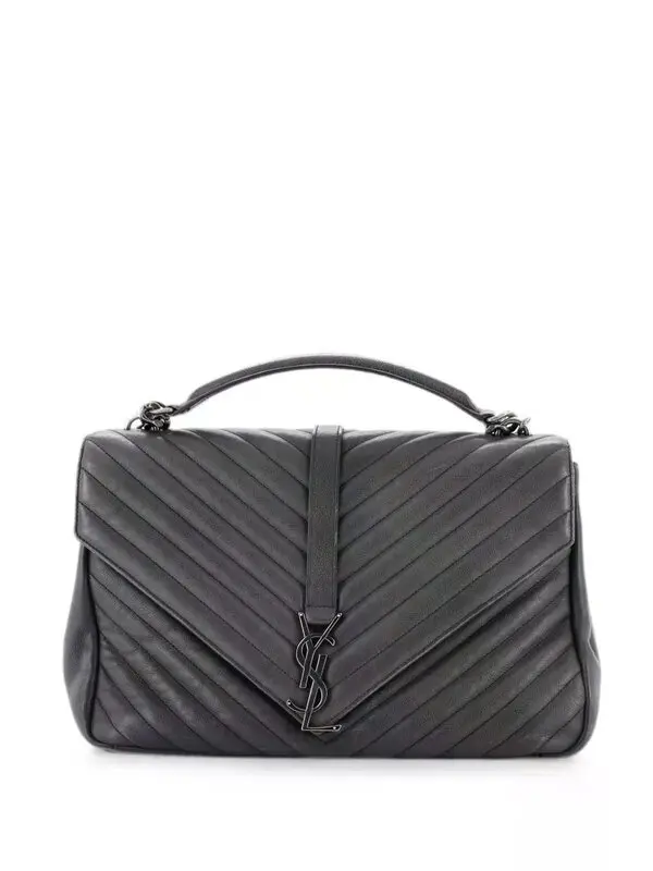 Saint Laurent Matelassé Chevron Leather Shoulder Bag - Grey
