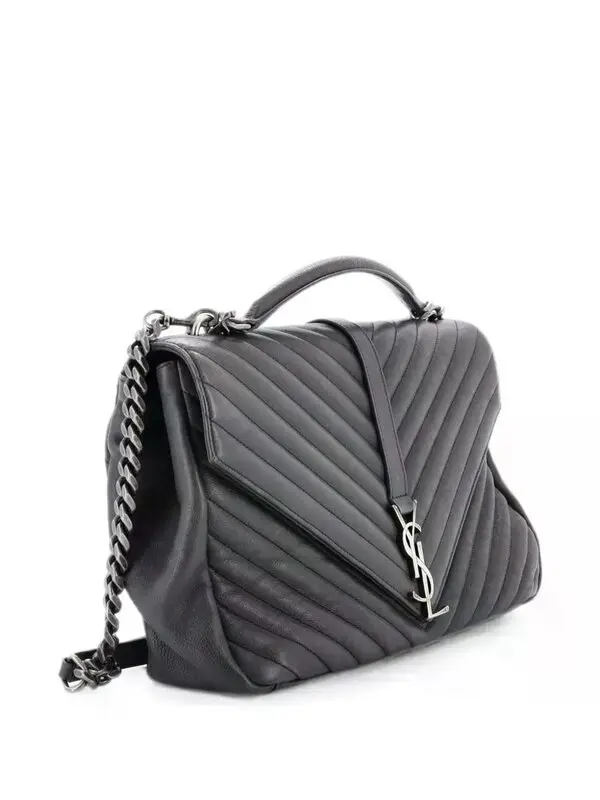Saint Laurent Matelassé Chevron Leather Shoulder Bag - Grey
