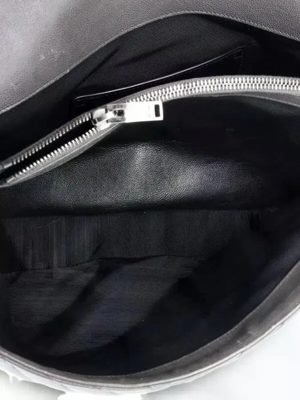Saint Laurent Matelassé Chevron Leather Shoulder Bag - Grey