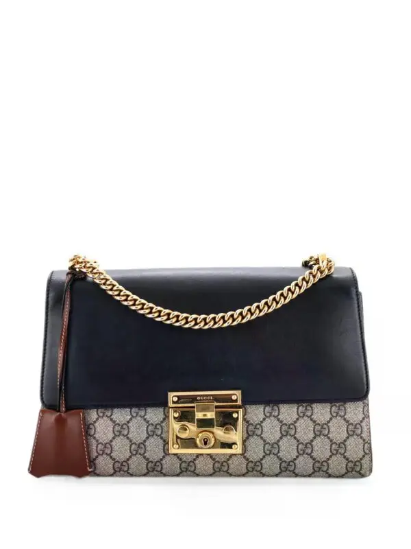 Gucci Padlock Gg Coated Canvas And Leather Shoulder Bag - Black