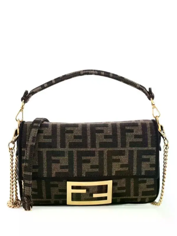 Fendi Baguette Nm Bag Zucca Canvas Mini Crossbody Bag - Brown