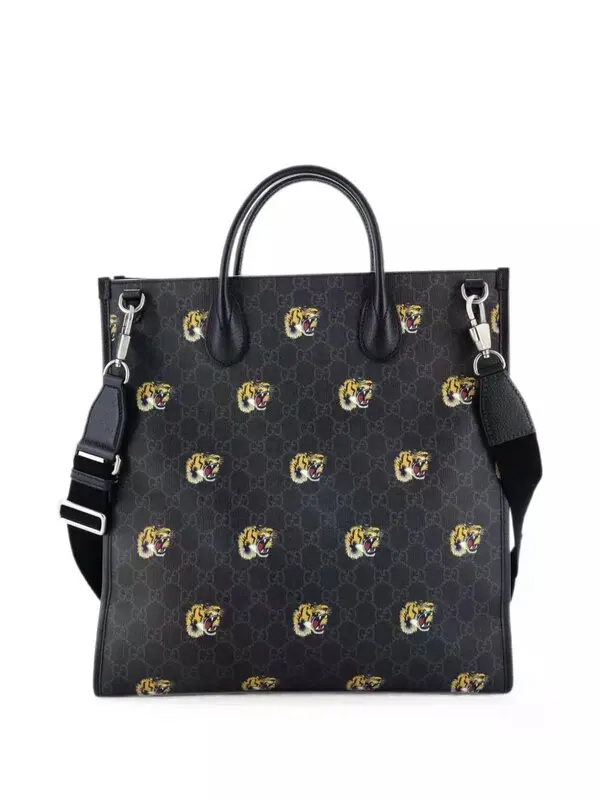 Gucci Interlocking G Patch Web Strap Convertible Tall Tote Bag