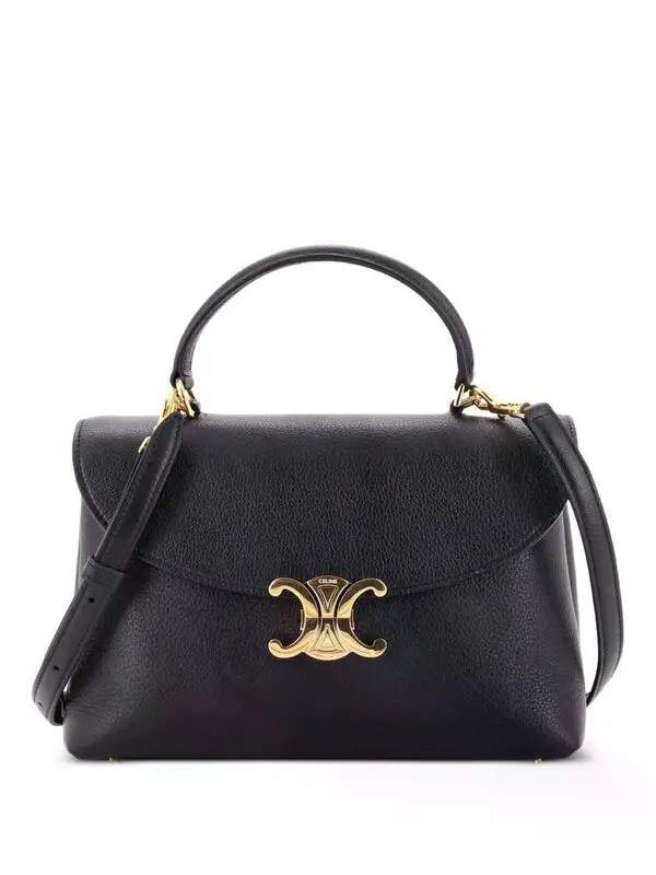 Celine Nino Top Handle Bag Leather Medium Satchel - Black