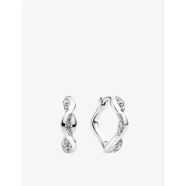 SIF JAKOBS Rhodium-plated Sterling And Cubic Zirconia Hoop Earrings - Silver