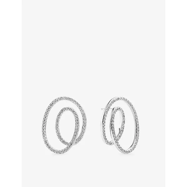 SIF JAKOBS Spirale Due Grande Rhodium-plated Sterling And Cubic Zirconia Stud Earrings - Silver