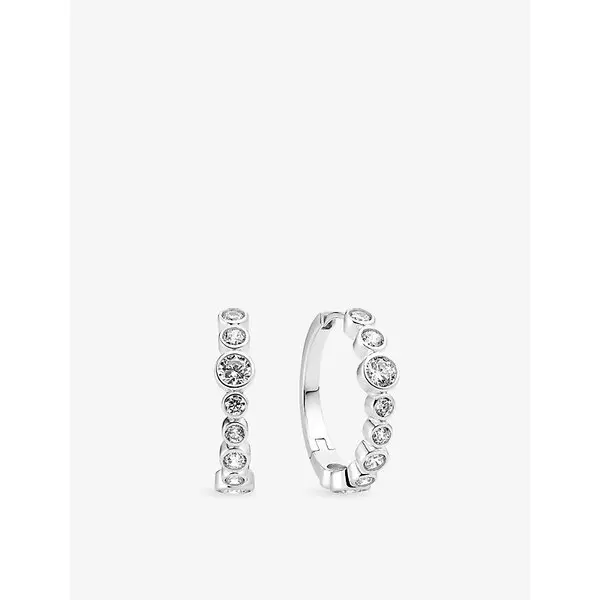SIF JAKOBS Rhodium-plated Sterling Cubic Zirconia Hoop Earrings - Silver