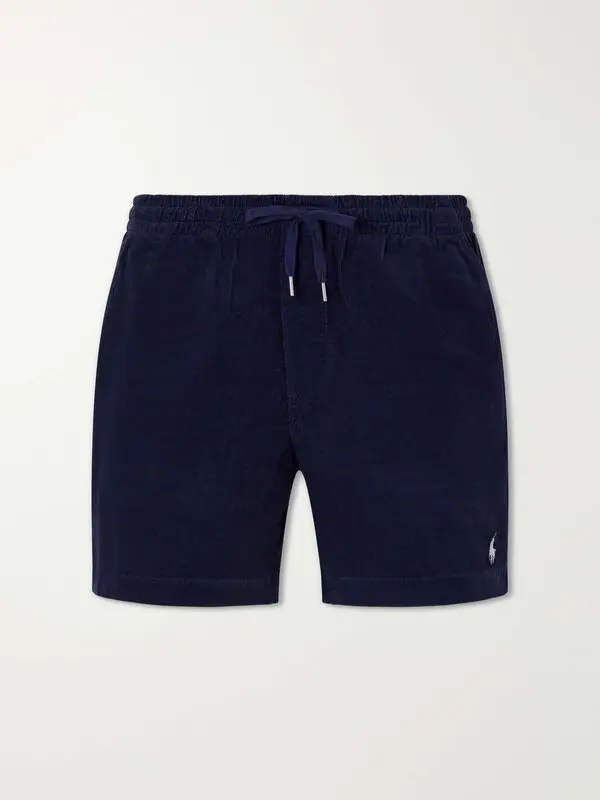 Polo Ralph Lauren Straight-leg Logo-embroidered Cotton-corduroy Drawstring Shorts - Navy