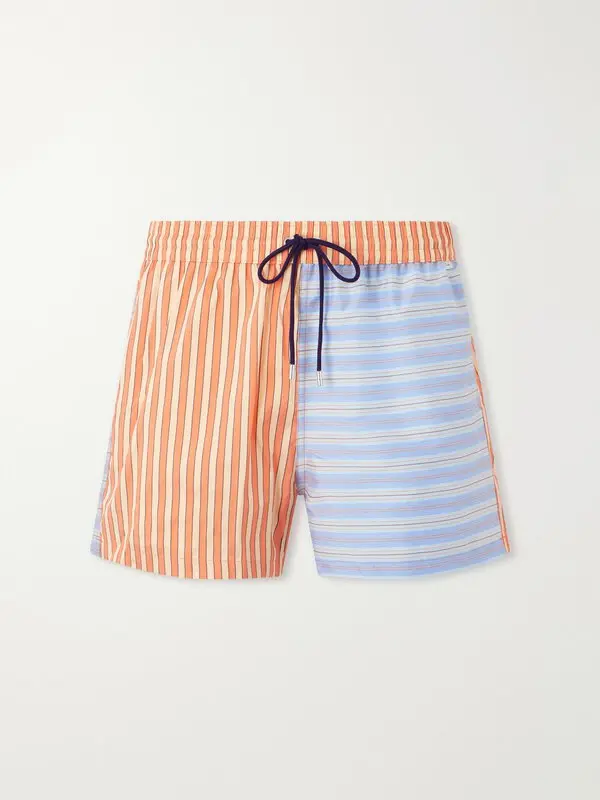 Paul Smith Dual-tone Straight-leg Striped Swim Shorts - Orange