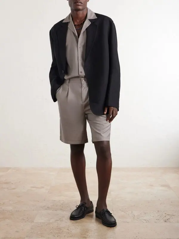 Frescobol Carioca Tailored Pleated Wool Shorts