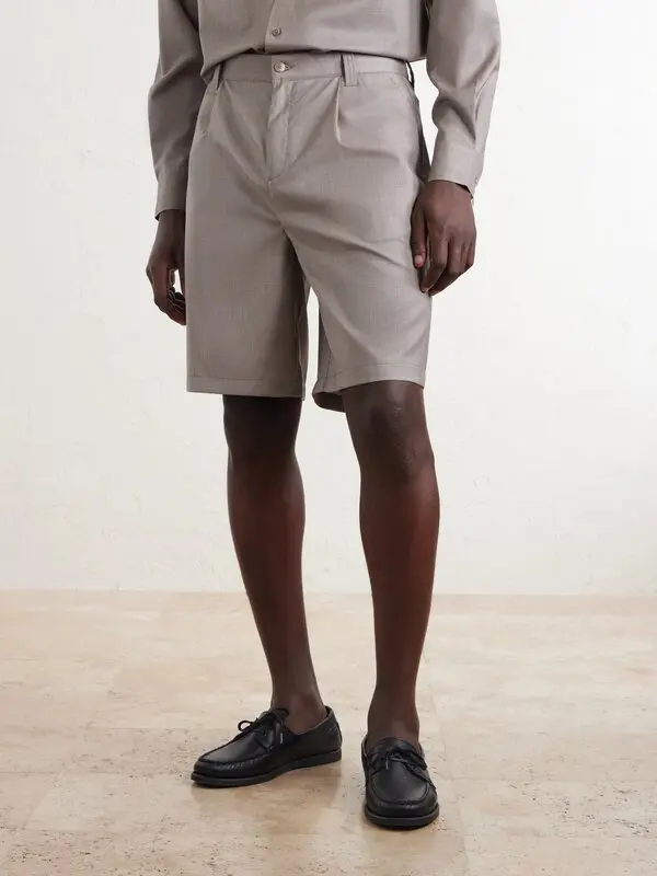 Frescobol Carioca Tailored Pleated Wool Shorts