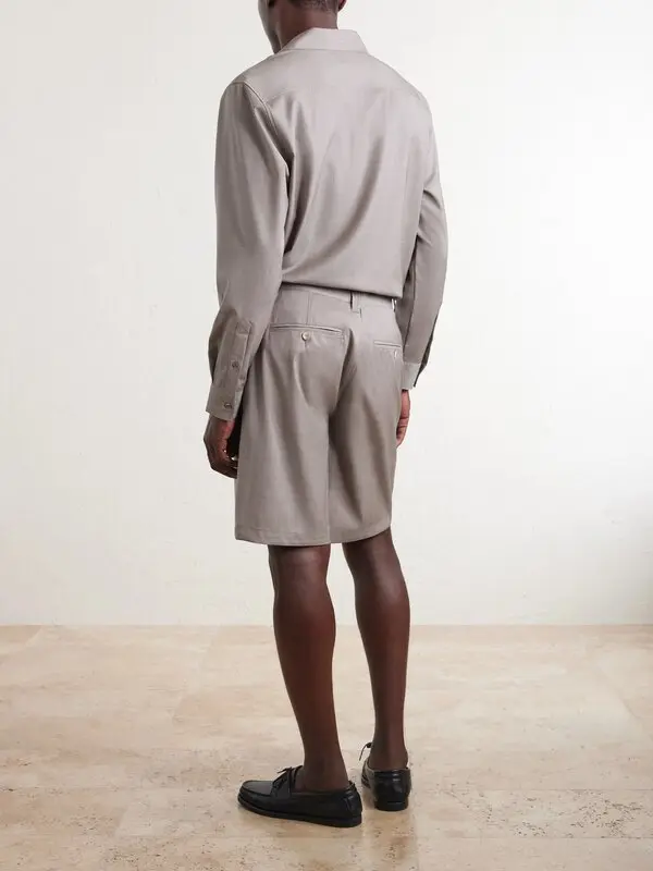 Frescobol Carioca Tailored Pleated Wool Shorts