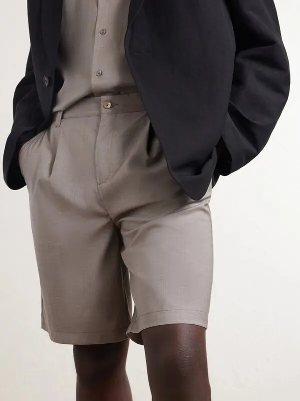 Frescobol Carioca Tailored Pleated Wool Shorts