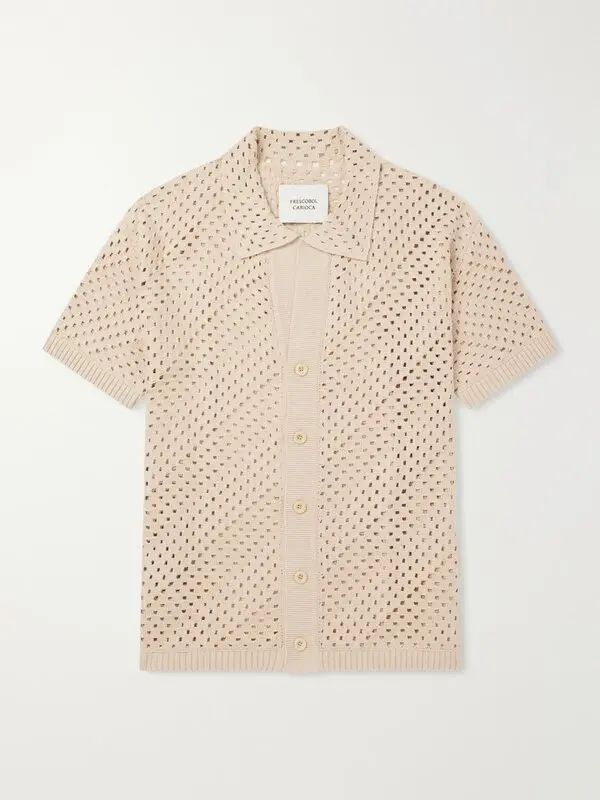 Frescobol Carioca Pinto Crocheted Cotton Shirt - Neutrals
