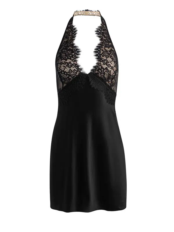 Alice + Olivia Viola Lace Halter Mini Dress