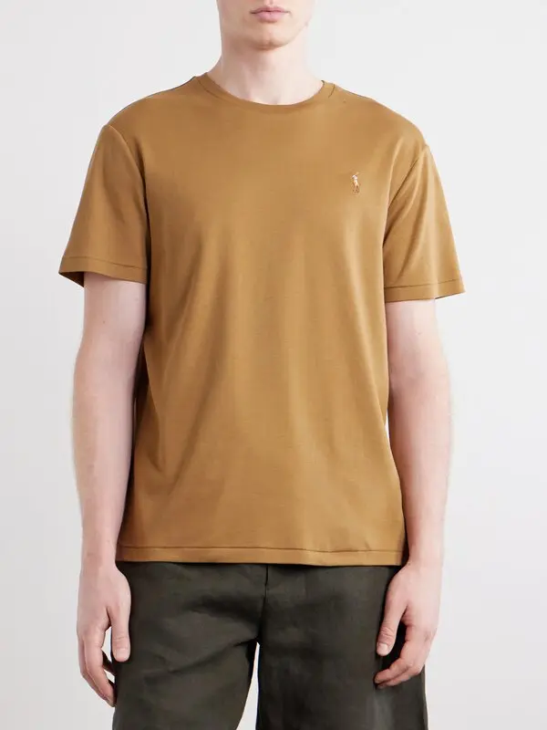 Polo Ralph Lauren Logo-embroidered Cotton-jersey T-shirt - Brown