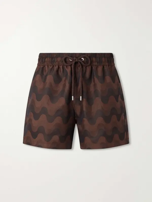Frescobol Carioca Rio Straight-leg Printed Jacquard Swim Shorts - Brown
