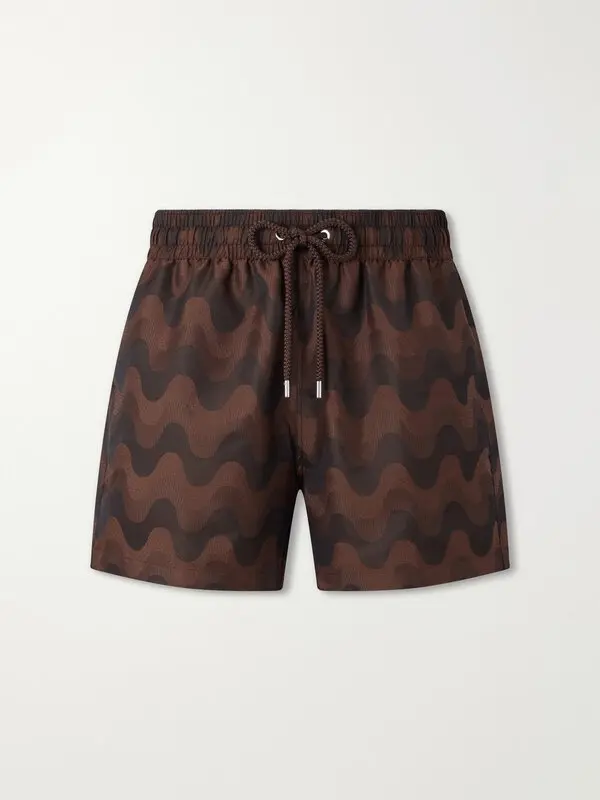 Frescobol Carioca Rio" Straight-leg Printed Jacquard Swim Shorts - Brown