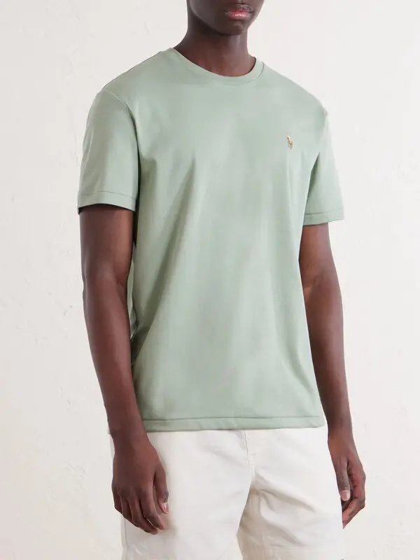 Polo Ralph Lauren Logo-embroidered Cotton-jersey T-shirt - Green