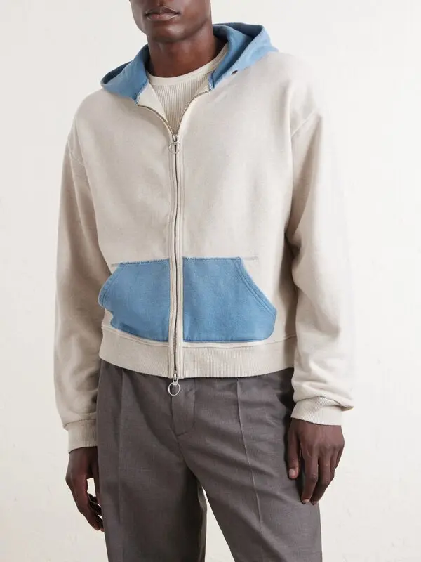Kapital Colour-block Cotton-jersey Zip-up Hoodie